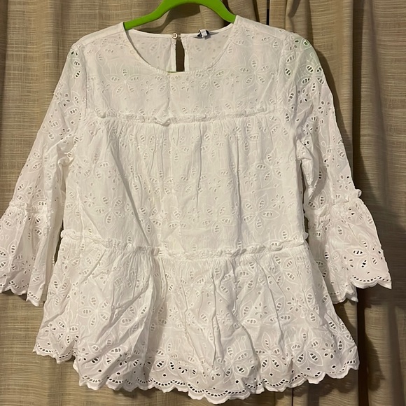 crown & ivy | Tops | White Crown Ivy Eyelet Blouse | Poshmark